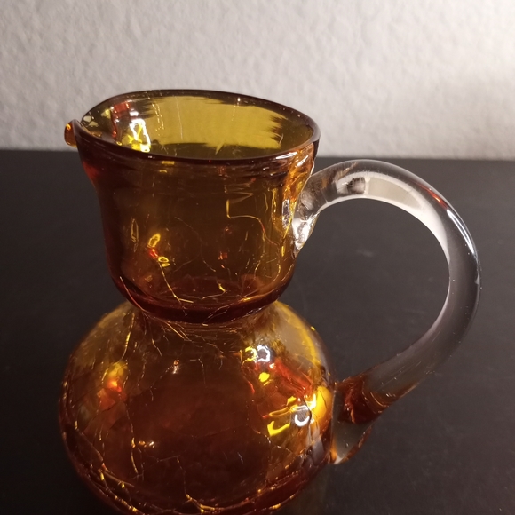 BLENKO | Art | Vtg Blenko Crackled Amber Glass 35 Miniature Pitcher ...